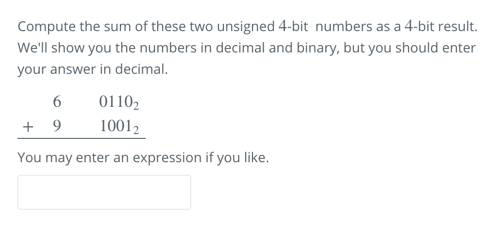 Solved Compute the sum of these two unsigned 4-bit numbers | Chegg.com