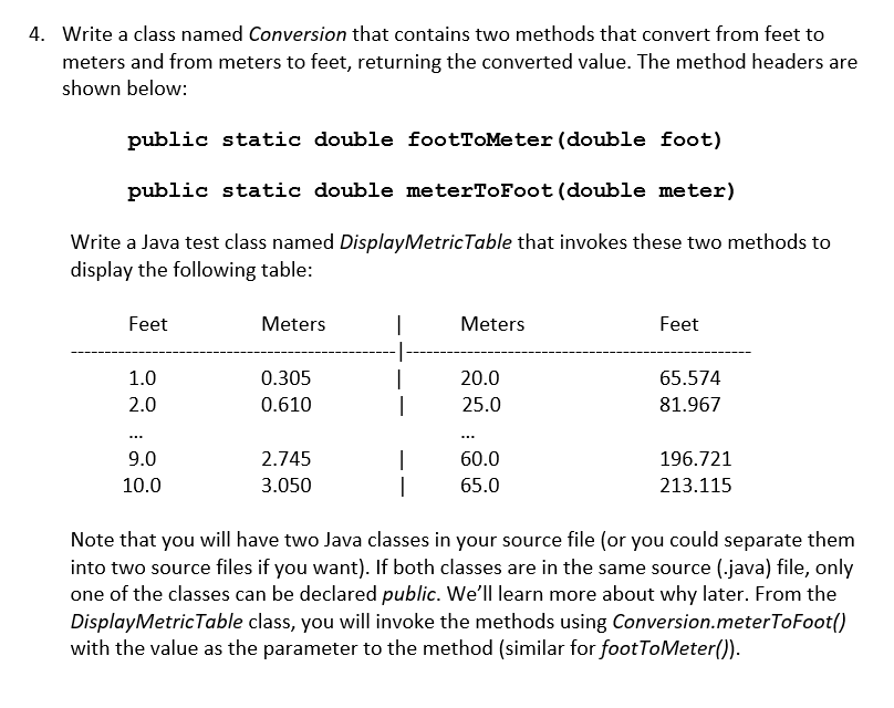 Solved Write a class named Conversion that contains two | Chegg.com