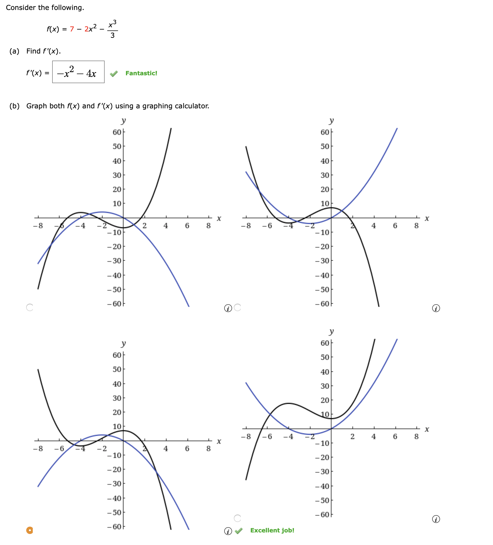 Solved c) Use the graph off '(x)to identify x-values | Chegg.com