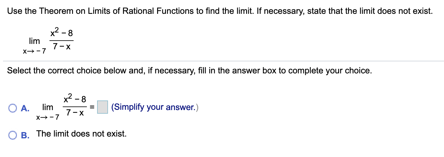 Solved Use the Theorem on Limits of Rational Functions to | Chegg.com