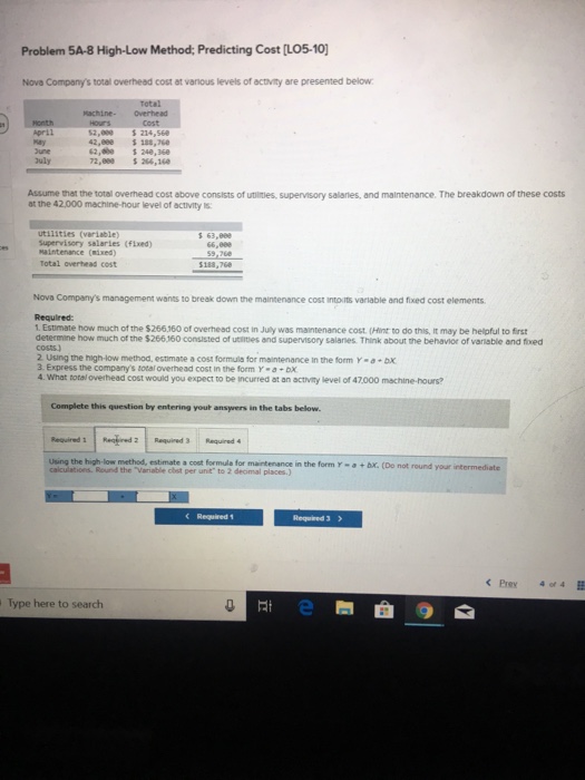 Solved omework。 Problem 5A-8 High-Low Method; Predicting | Chegg.com