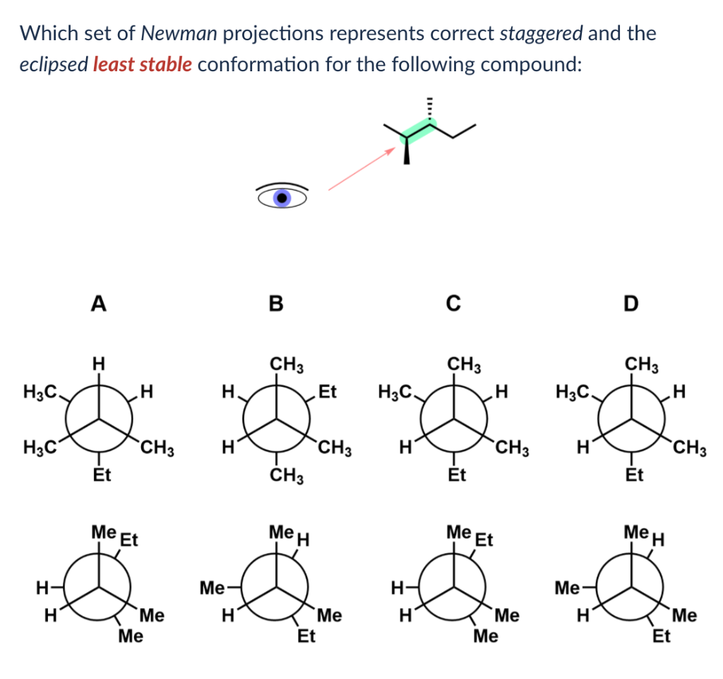 Solved Which set of Newman projections represents correct | Chegg.com