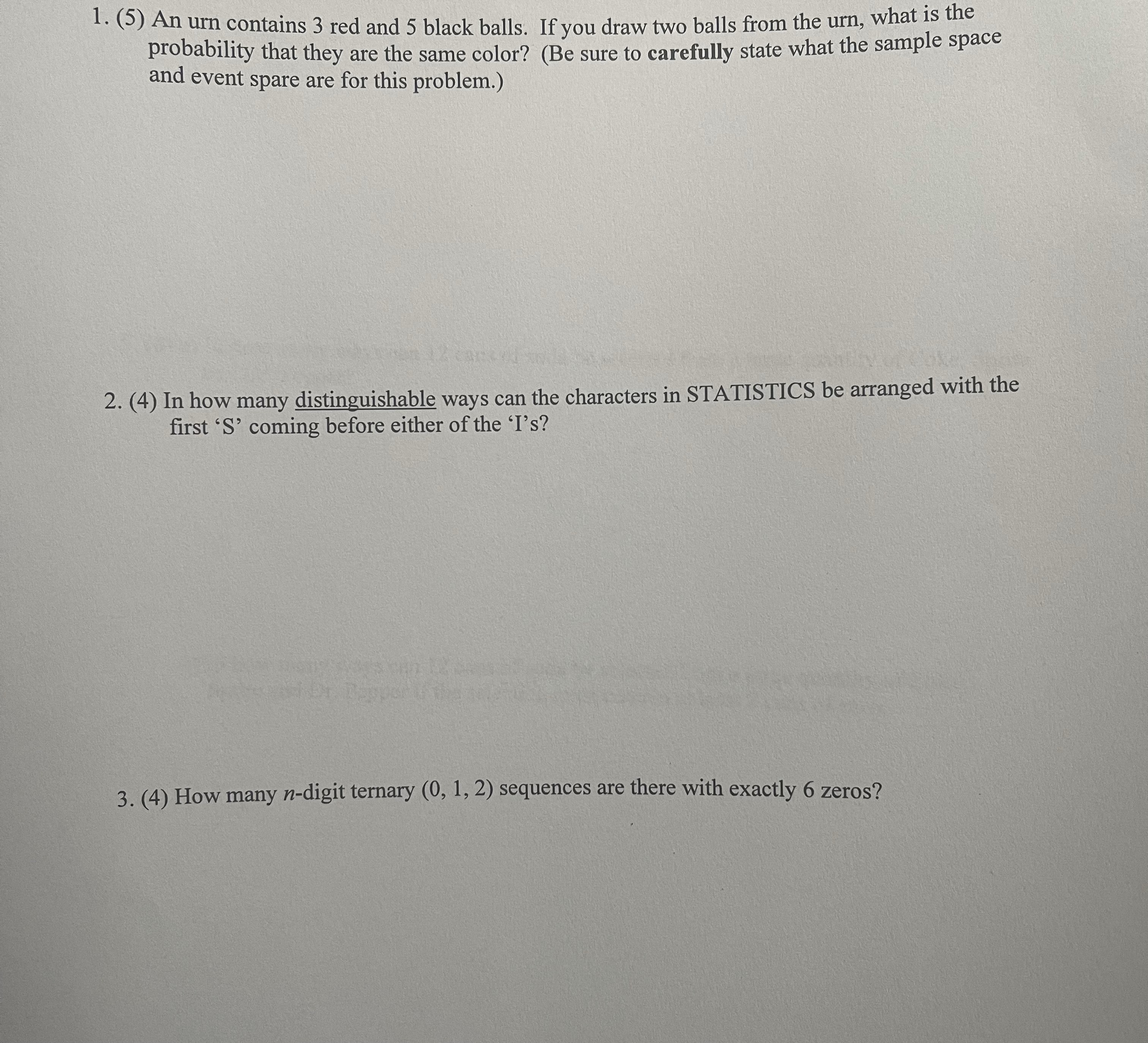 Solved 1. (5) An urn contains 3 red and 5 black balls. If | Chegg.com