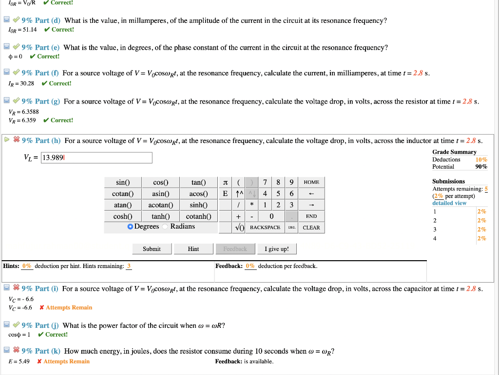 Solved A R = 210-Ω resistor, C = 132-μF capacitor, and L = | Chegg.com