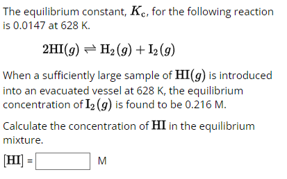 Solved The equilibrium constant, Kc, ﻿for the following | Chegg.com