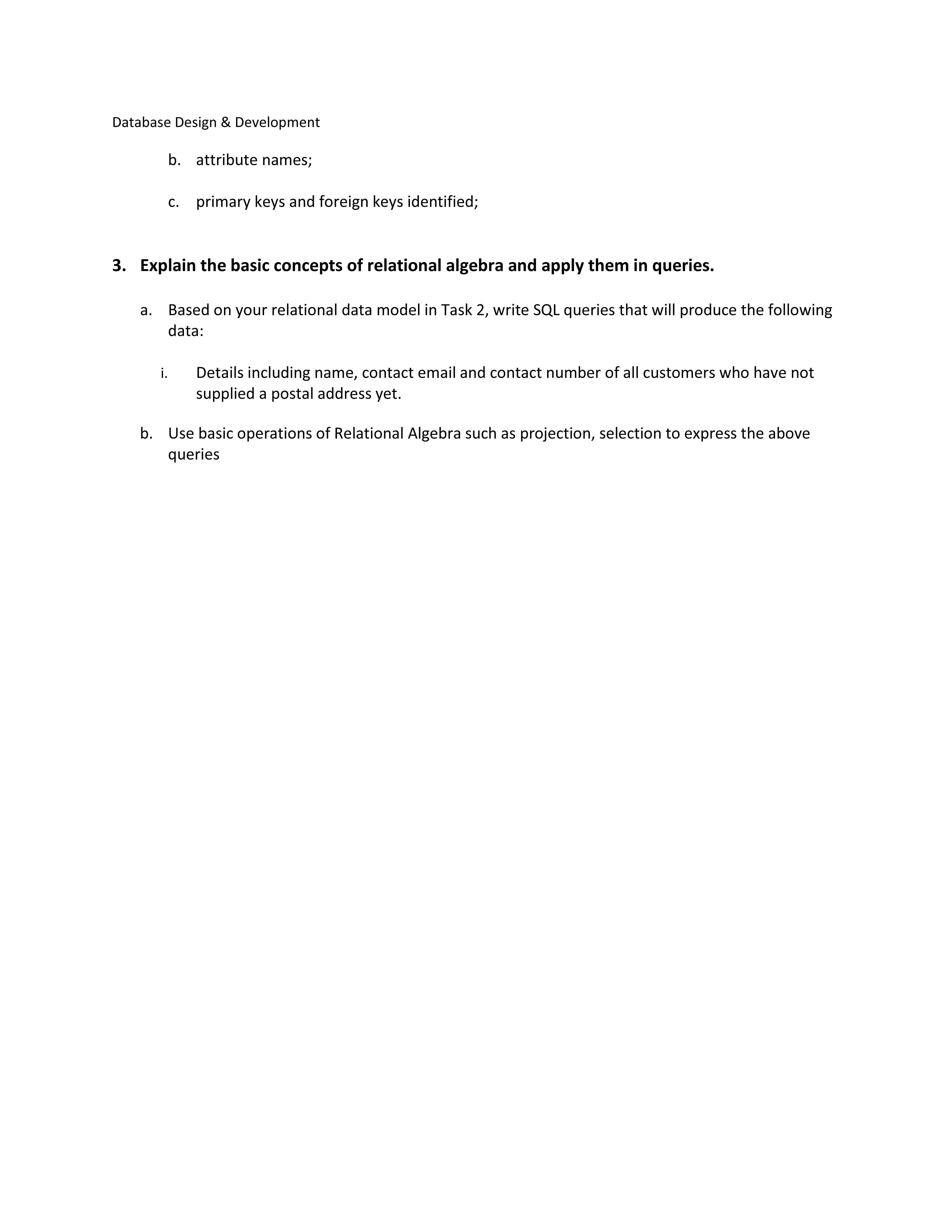 Solved Objectives This assessment task focuses on the | Chegg.com