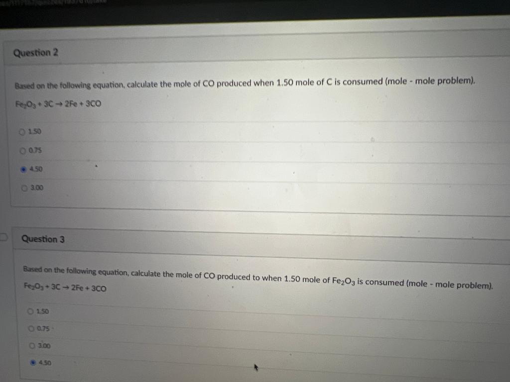 Solved Based on the following equation, calculate the mole | Chegg.com