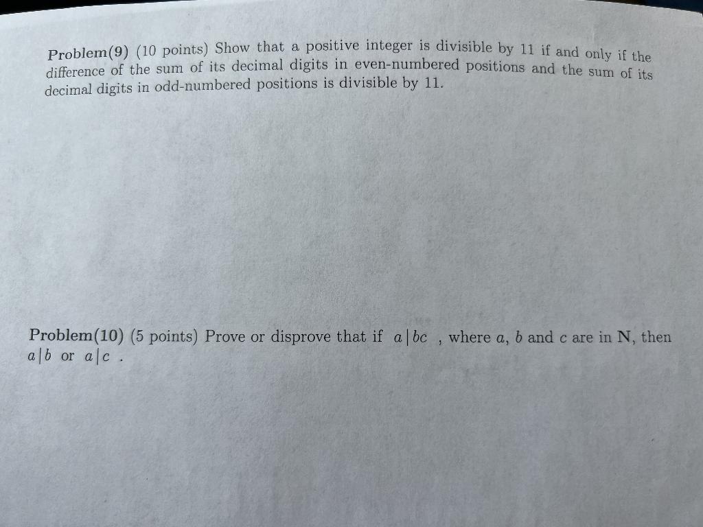 Solved Problem (9) (10 points) Show that a positive integer | Chegg.com