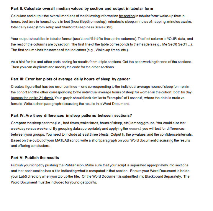 Solved Part II: Calculate overall median values by section | Chegg.com