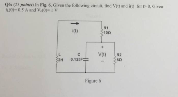 Solved Given the following circuit, find V(t) and i(t) for t | Chegg.com