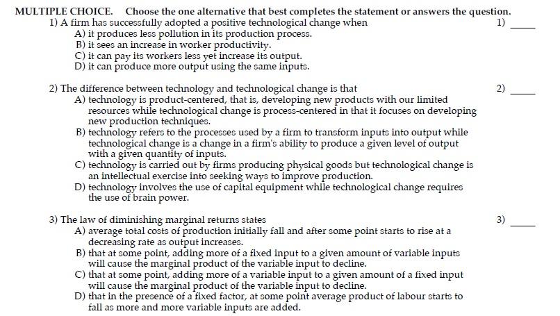 Solved MULTIPLE CHOICE. Choose the one alternative that best | Chegg.com