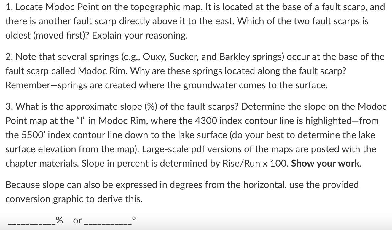 1. Locate Modoc Point on the topographic map. It is | Chegg.com