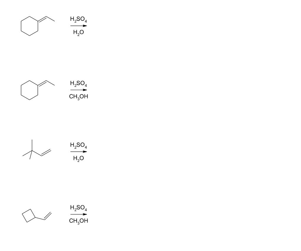 Solved H2SO4 Н,0 H2SO4 CH, OH H,SO4 Н,0 H2SO4 CH,OH | Chegg.com
