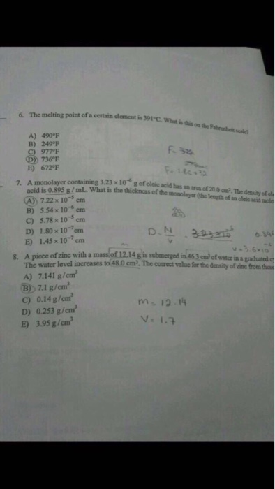 Solved The melting point of a certain element is 391 degree | Chegg.com