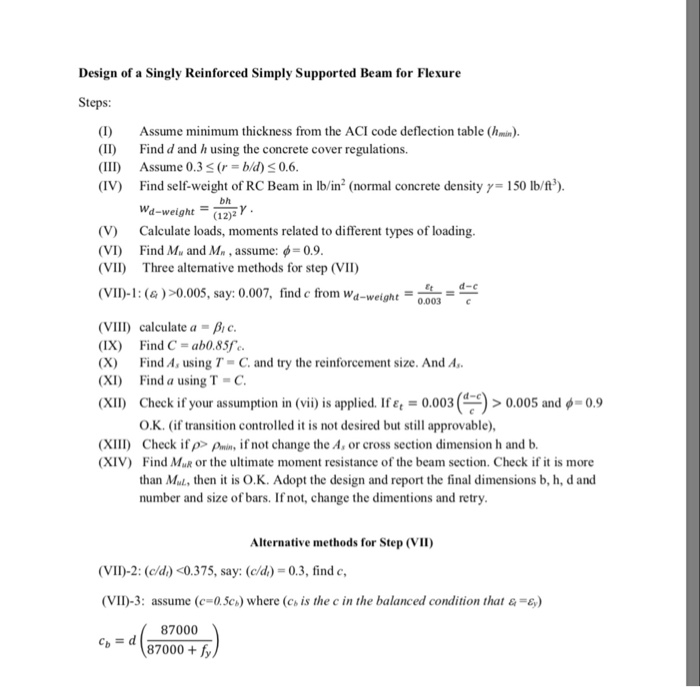 Solved Design of a Singly Reinforced Simply Supported Beam | Chegg.com