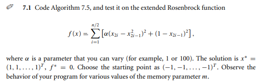 Solved 7.1 Code Algorithm 7.5, and test it on the extended | Chegg.com
