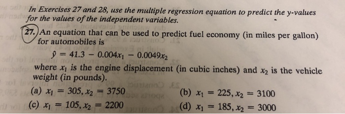Solved In Exercises 27 and 28, use the multiple regression | Chegg.com