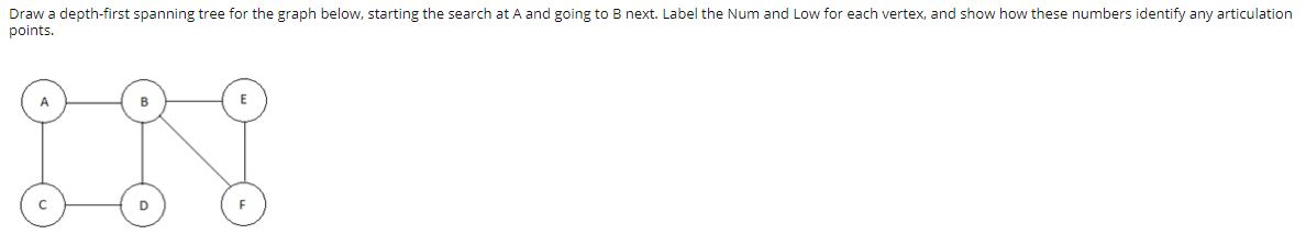 Solved Draw a depth-first spanning tree for the graph below, | Chegg.com