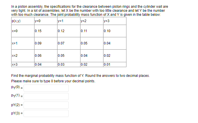 Solved In a piston assembly, the specifications for the | Chegg.com