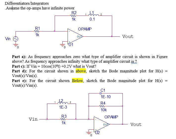 Solved Differentiators/Integrators Assume the op-amps have | Chegg.com