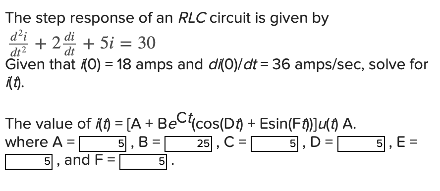 Solved The step response of an RLC circuit is given by | Chegg.com