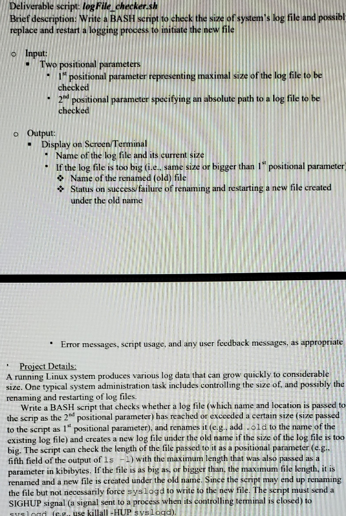Deliverable script: logFile checker.sk Brief | Chegg.com