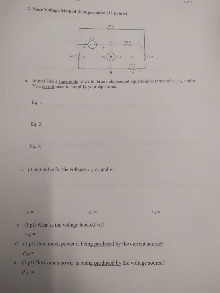 Solved 3 of 5 2. Node Voltage Method & Supernodes (12 | Chegg.com