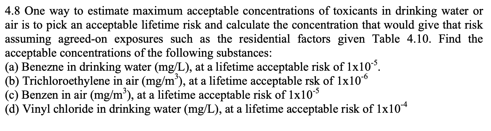 4.8 One way to estimate maximum acceptable | Chegg.com