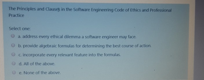Solved The Principles and Clauses in the Software | Chegg.com