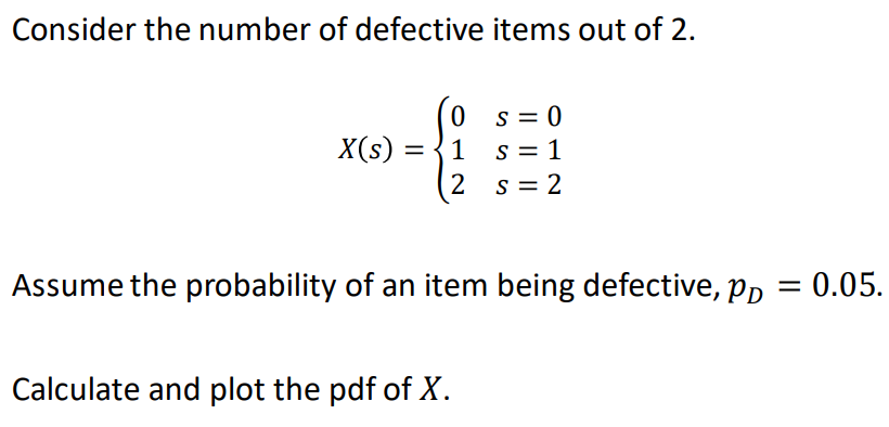 Solved Consider the number of defective items out of 2. 0 | Chegg.com