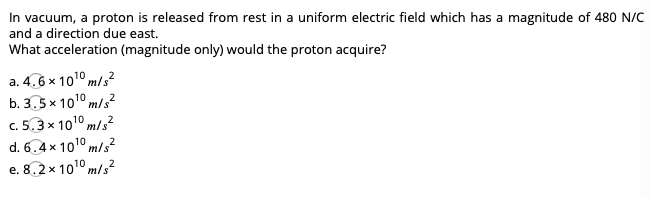 Solved In vacuum, a proton is released from rest in a | Chegg.com
