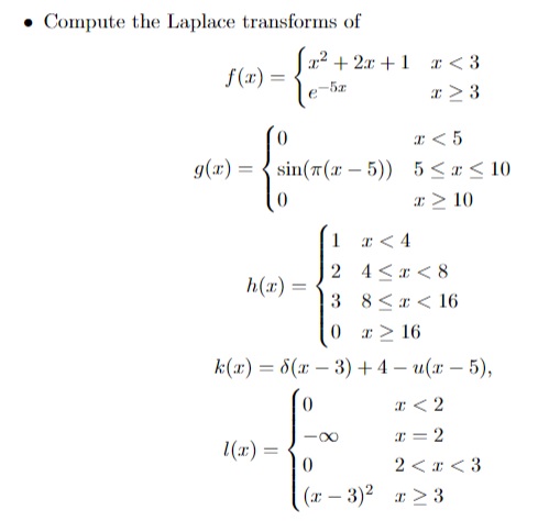 Compute the Laplace transforms | Chegg.com