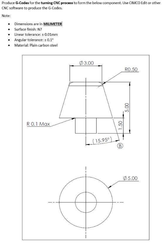 Solved Produce G-Codes for the turning CNC process to form | Chegg.com