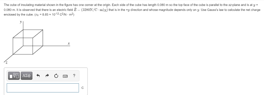 Solved The cube of insulating material shown in the figure | Chegg.com
