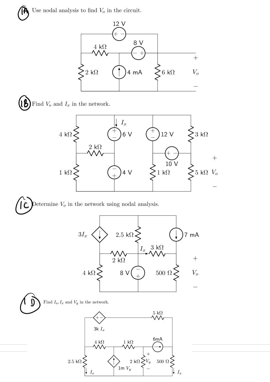 Solved B Use Nodal Analysis To Find Vo In The Circuit 0044