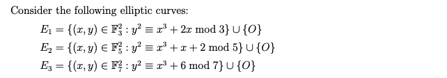 Solved Consider the following elliptic curves: | Chegg.com