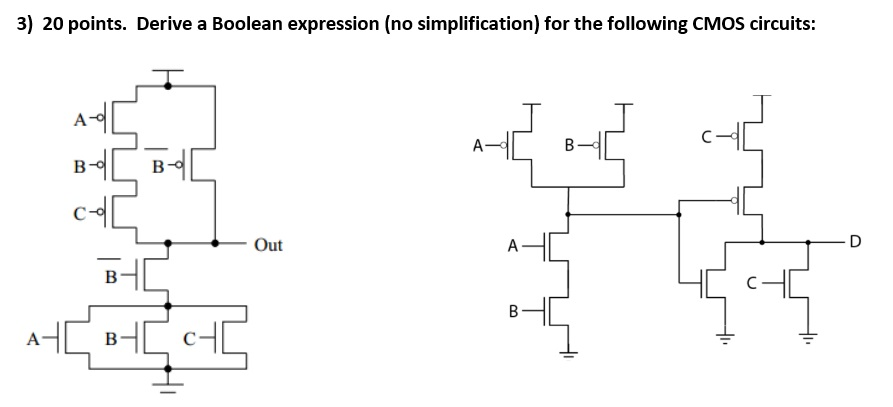 Solved 3) 20 points. Derive a Boolean expression (no | Chegg.com
