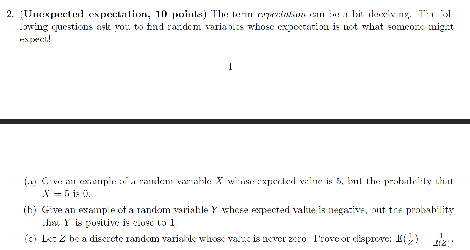 Solved 2. (Unexpected expectation, 10 points) The term | Chegg.com