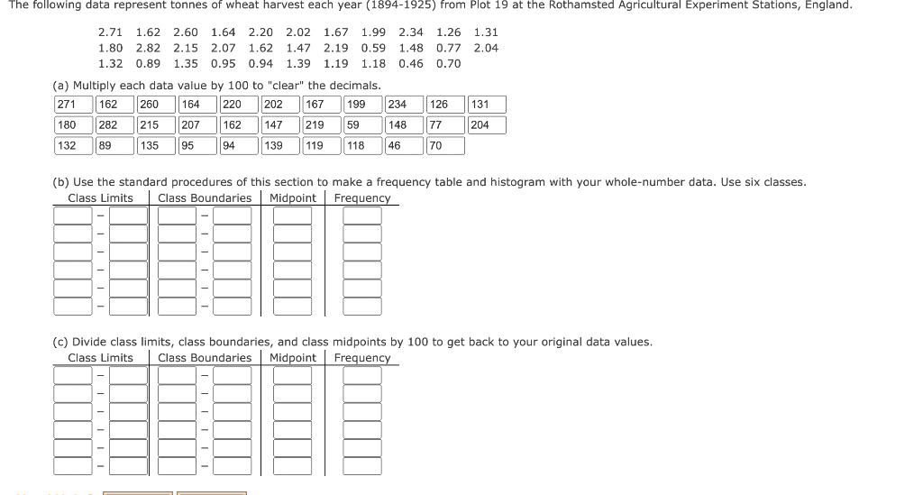 Solved (c) Divide class limits, class boundaries, and class | Chegg.com