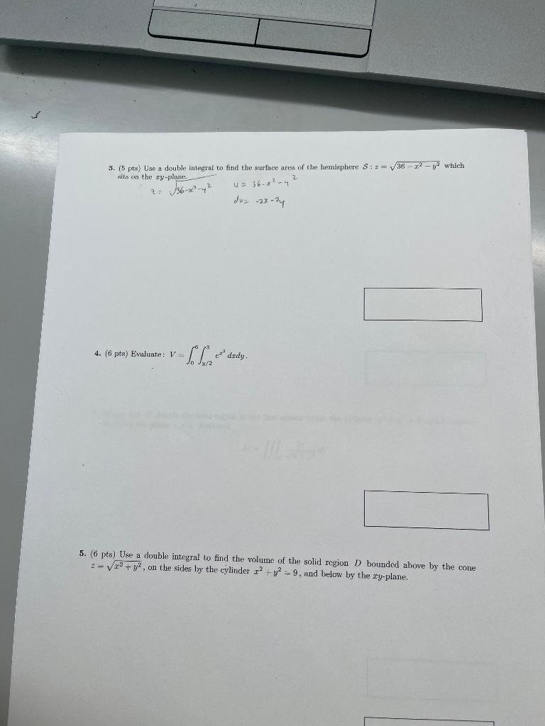 Solved 3. (5 pts) Use a double integral to find the surface | Chegg.com