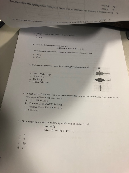 Solved 1 B False 10 Given The Following Array Int List 10