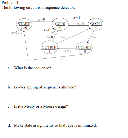 Solved Problem 1 The following circuit is a sequence | Chegg.com
