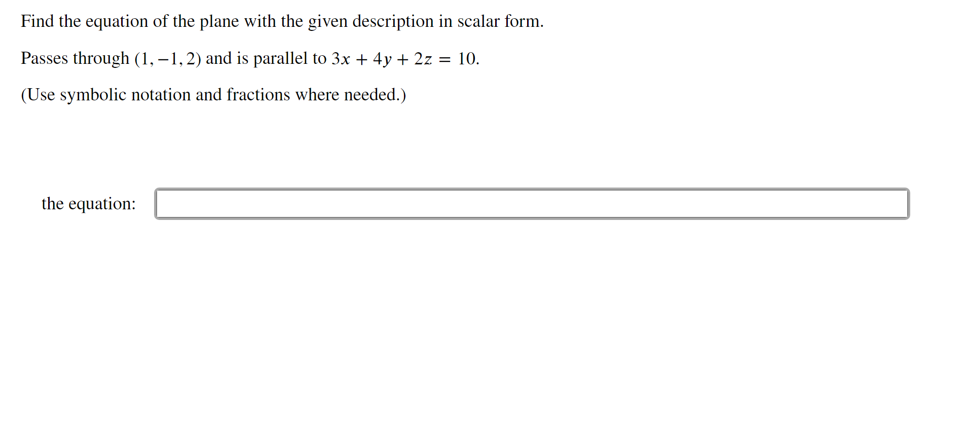 Solved Find the equation of the plane with the given | Chegg.com