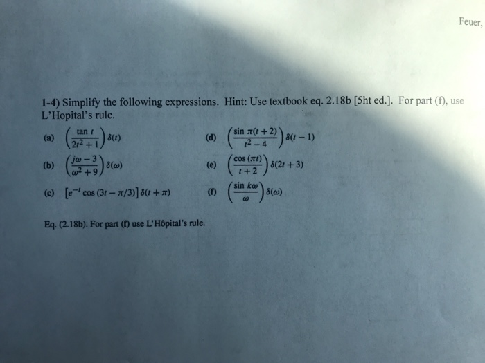 Solved Feuer, 1-4) Simplify the following expressions. Hint: | Chegg.com