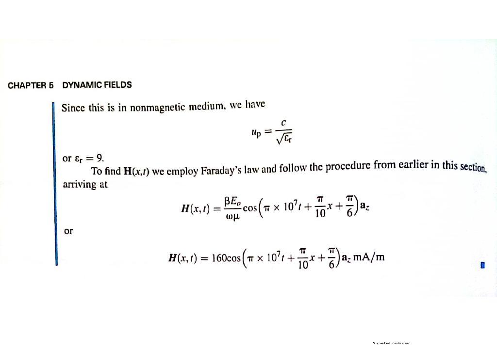 Solved This is reference to obtaining an H field given the E | Chegg.com