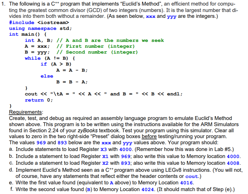 Solved 1. The following is a C++ program that implements | Chegg.com