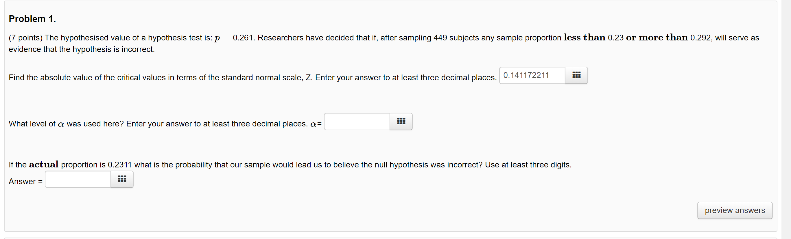 Solved Problem 1. (7 points) The hypothesised value of a | Chegg.com