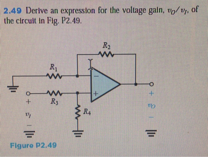 Solved 2.49 Derive an expression for the voltage gain, | Chegg.com