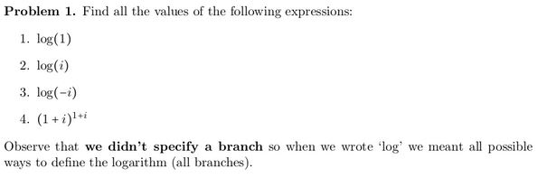 Solved Problem 1. Find all the values of the following | Chegg.com