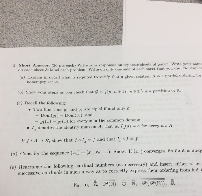 Solved Write your responses on separate sheets of paper. | Chegg.com
